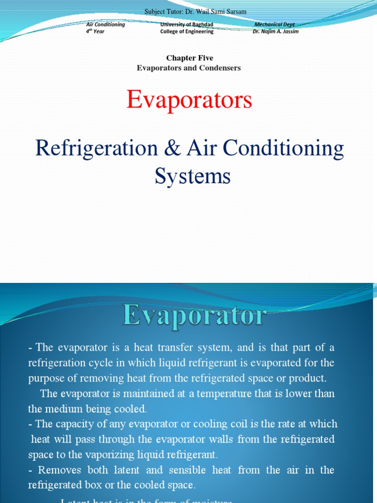 Chapter 5 - Evaporators and Condensers | PDF | Heat Exchanger | Air ...