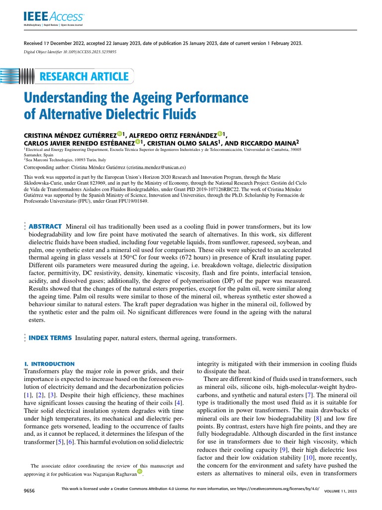 Understanding The Ageing Performance of Alternative Dielectric Fluids ...