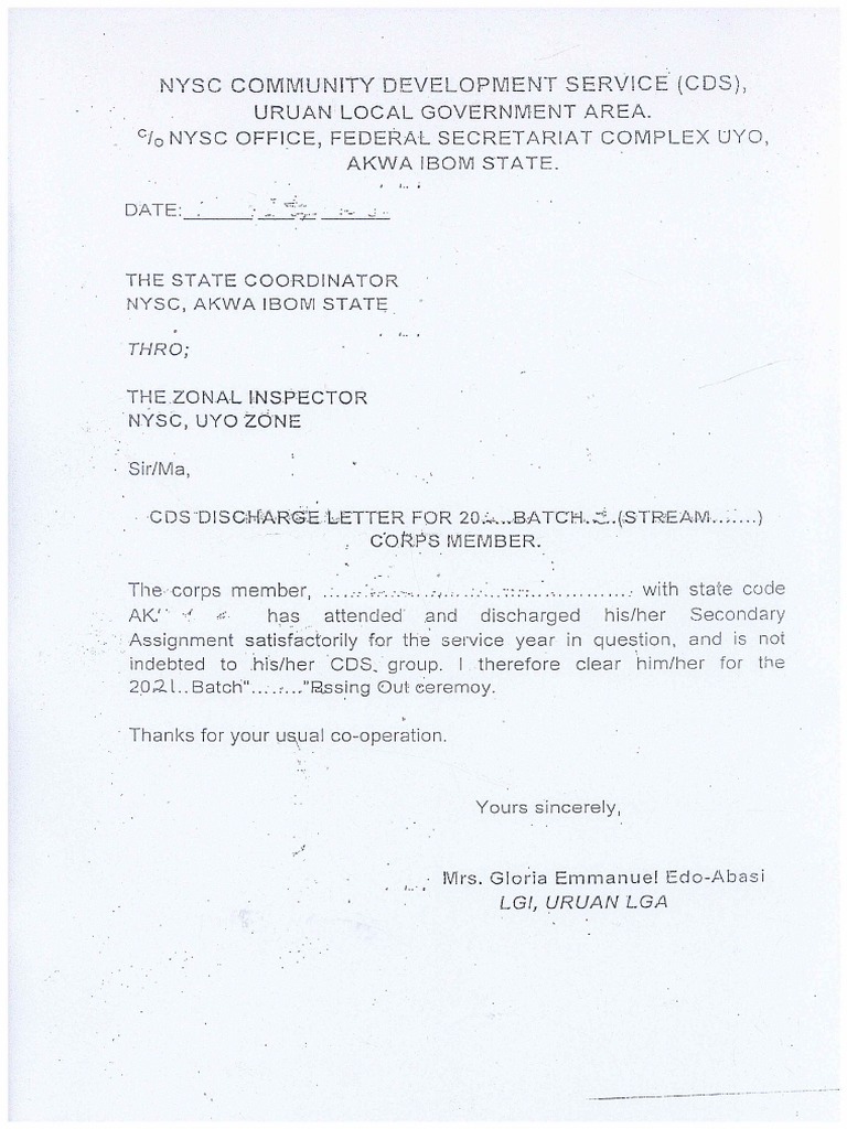 CDS Discharge Letter | PDF