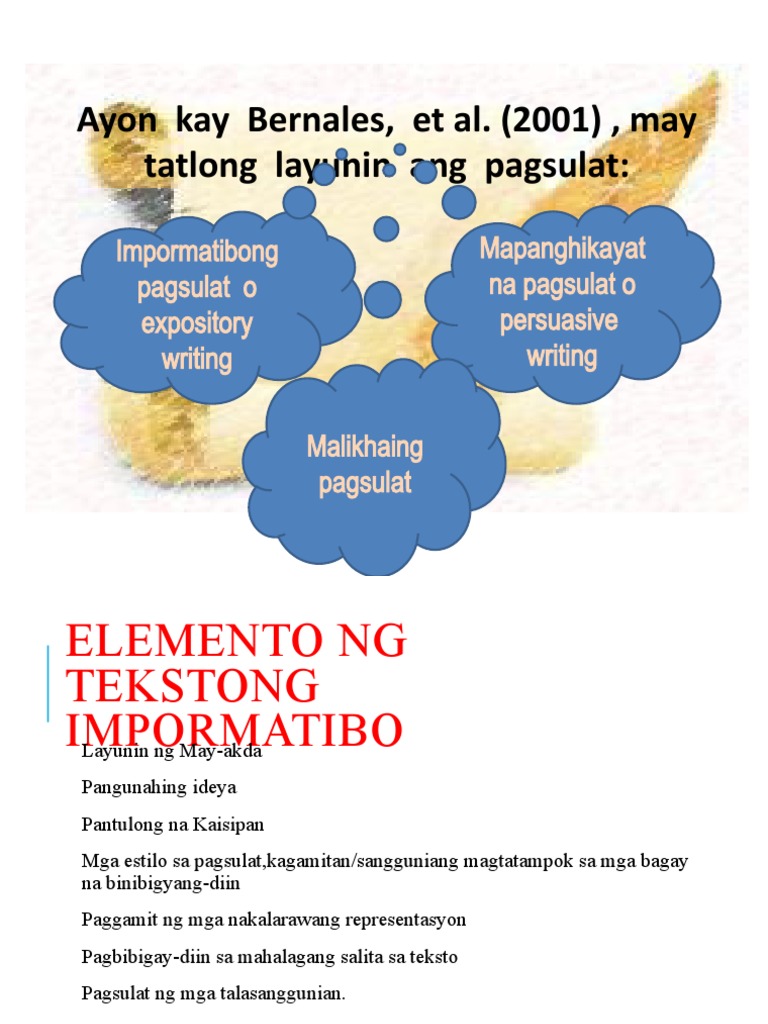 Ayon Kay Bernales, Et Al. (2001), May Tatlong Layunin Ang Pagsulat | PDF