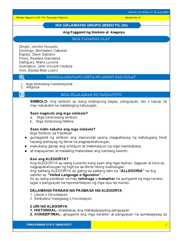WRITTEN REPORT TAGALOG TEMPLATE | PDF