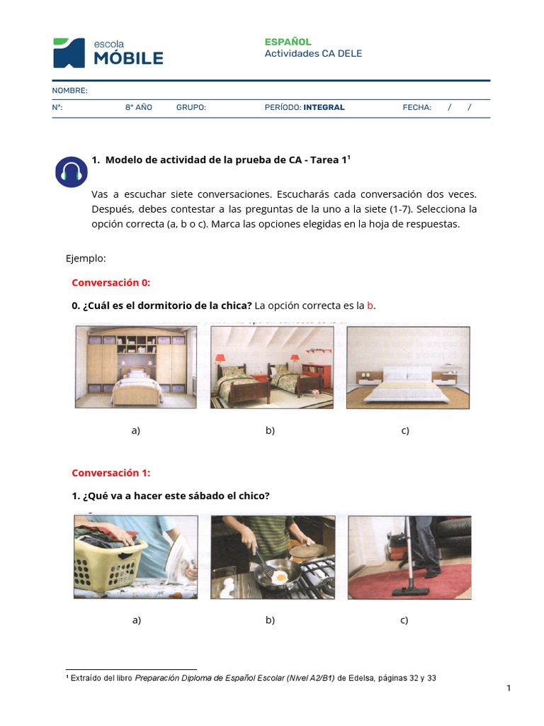 Prueba Completa DELE CA A2 - B1 2023 | PDF