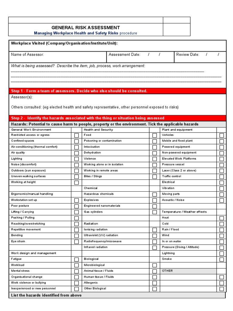 Risk Assessment Form1 | PDF | Hazards | Risk