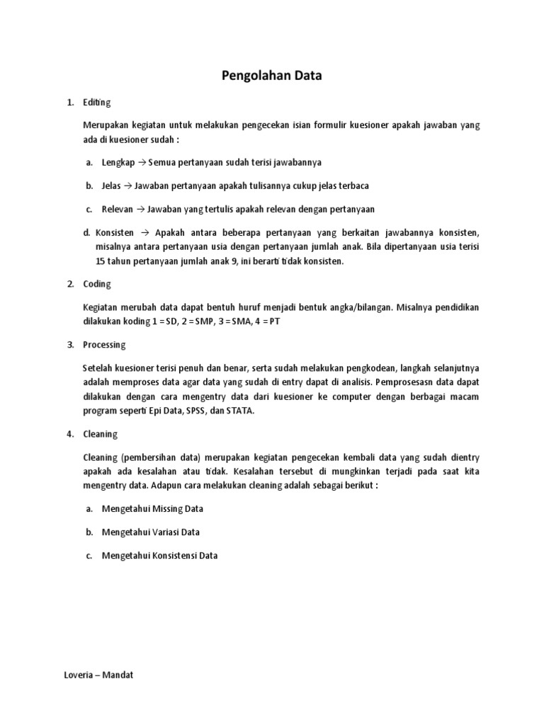 Pengolahan Data | PDF | Karier & Perkembangan | Metode & Bahan Ajar