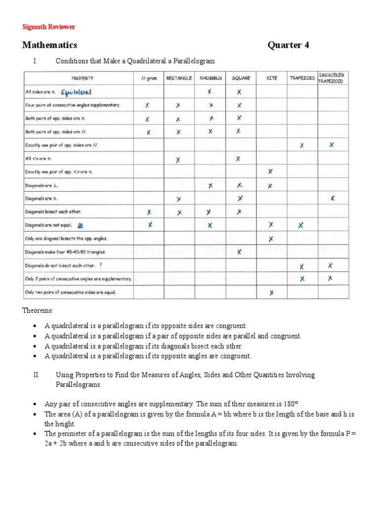 Mathematics - Quarter 4 | PDF | Rectangle | Perpendicular