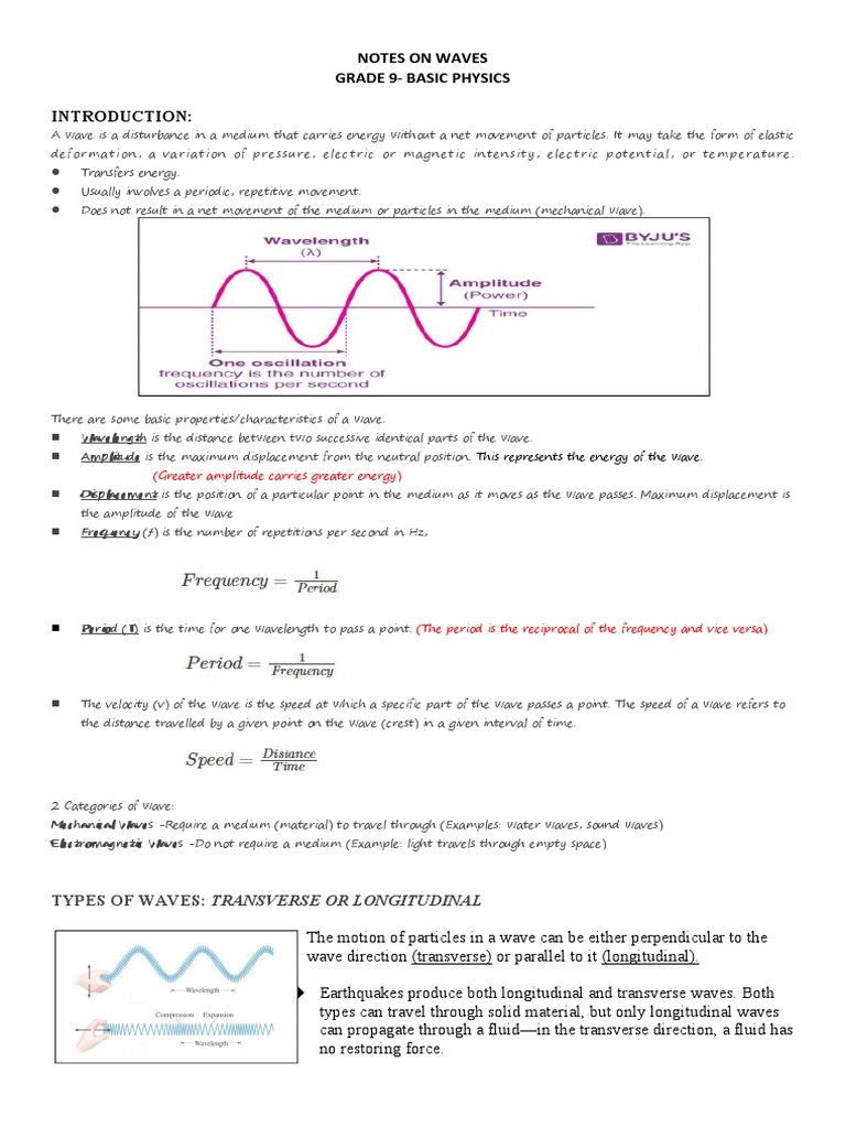 Wave Notes | PDF | Electromagnetic Spectrum | Electromagnetic Radiation