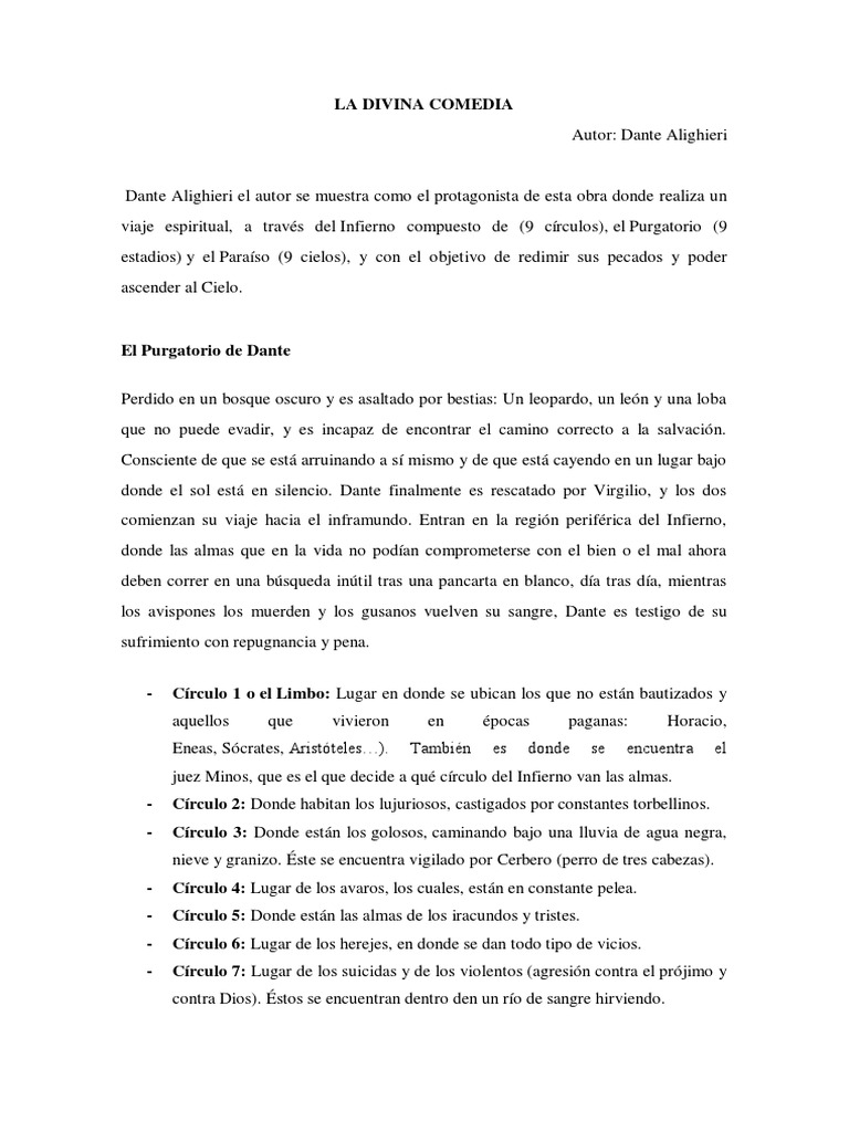 La Divina Comedia | PDF | Infierno (Dante) | Divina Comedia