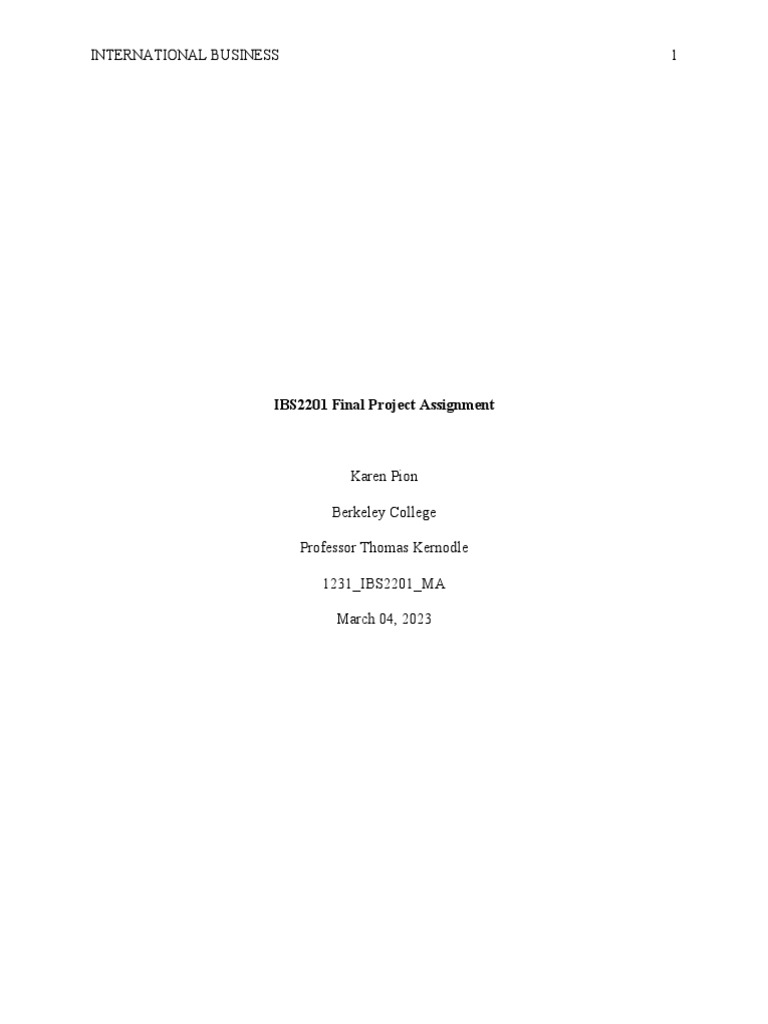 IBS2201 Final Project Assignment | PDF | Brazil | Market (Economics)