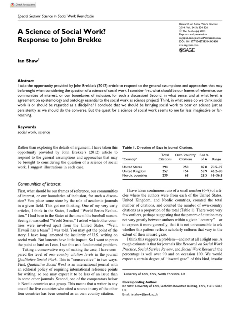 A Science of Social Work - Response To John Brekke | PDF | Science ...
