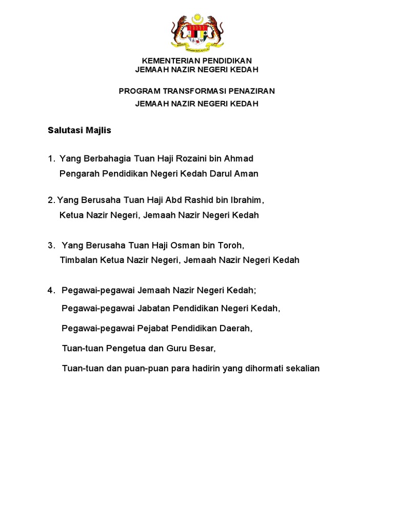 Salutasi Majlis | PDF