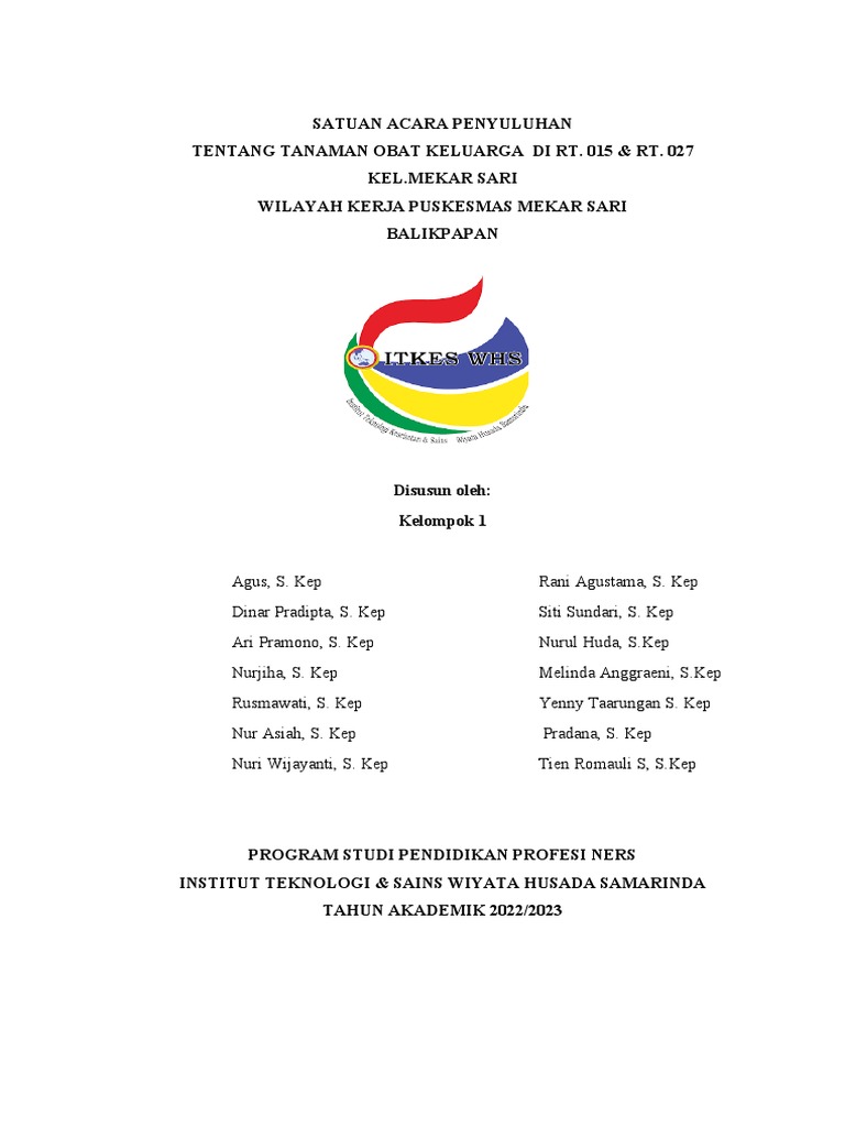 Sap Penkes Toga RT 15 & 27 KLP I-1 | PDF