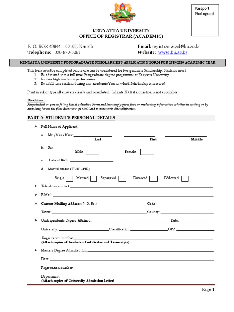Ku Postgraduate Scholarships Application Form 2019 | PDF | Postgraduate ... Ku Postgraduate Scholarships Application Form 2019 | PDF | Postgraduate ...