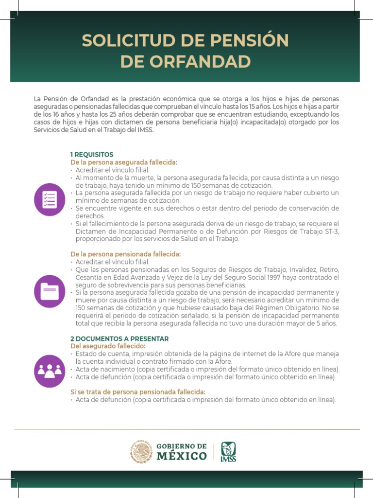Solicitud de Pensión de Orfandad | PDF | Pensión | Certificado de nacimiento