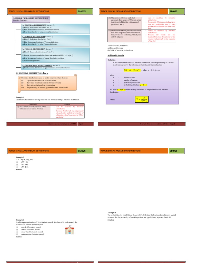 Lecture Notes Topic 9 PDF | PDF | Normal Distribution | Variance