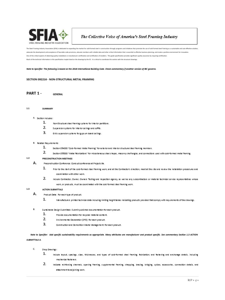 SFIA 092216 NON-LOAD BEARING COLD-FORMED STEEL FRAMING Final 030522 ...