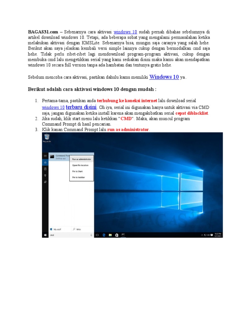 Cara Aktivasi Windows 10 | PDF