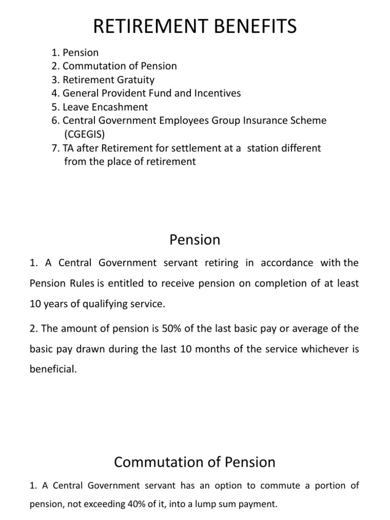 Central Govt Retirement Benefits Guide | PDF | Pension | Retirement
