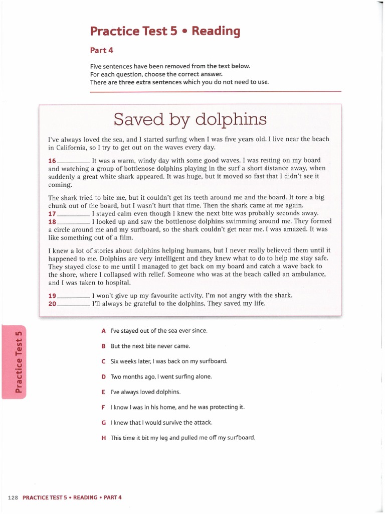 PET Reading Part 4 | PDF