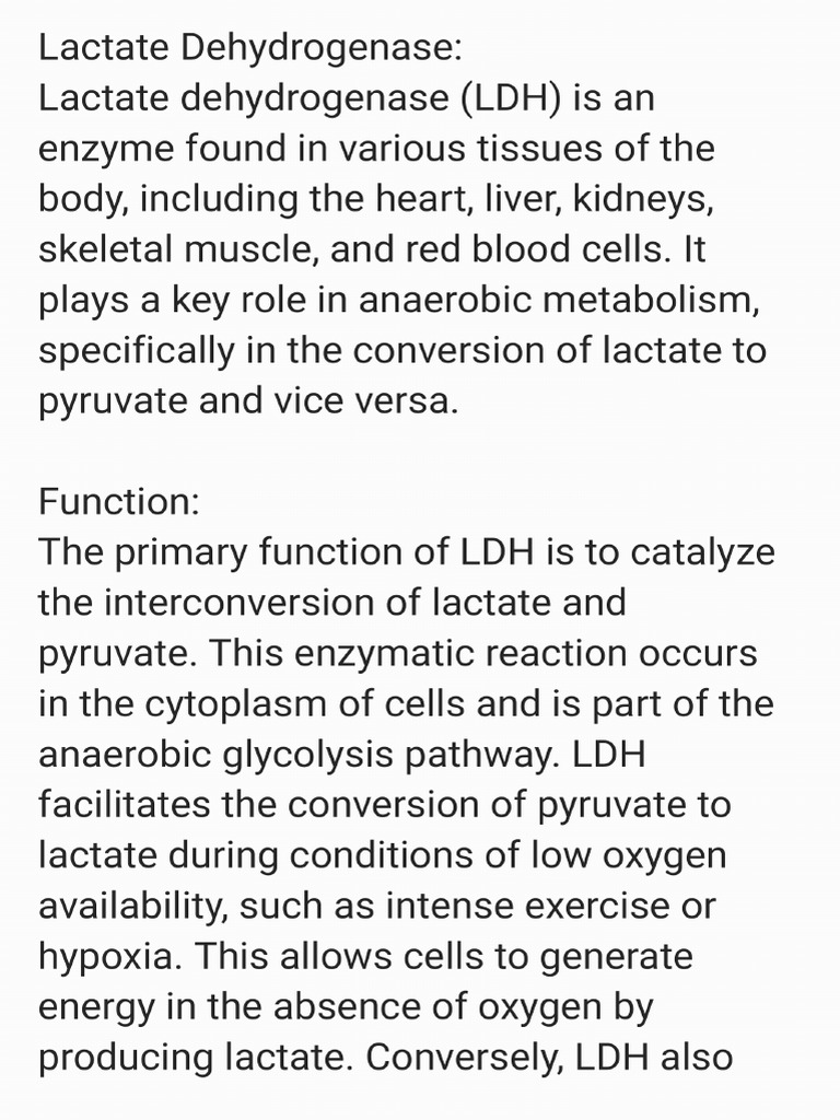 Lactate Dehydrogenase Overview | PDF