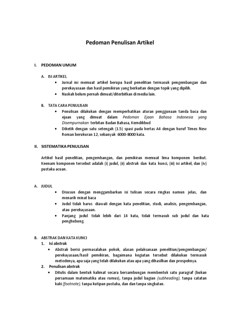Pedoman Penulisan Artikel | PDF