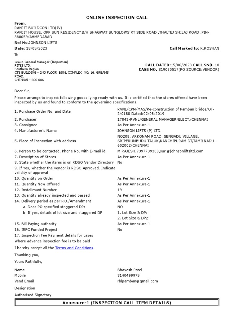 Online Inspection Call | PDF | Service Industries