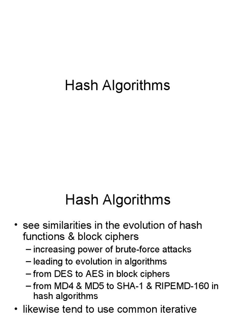 Hash Algorithms | PDF | Cyberwarfare | Security