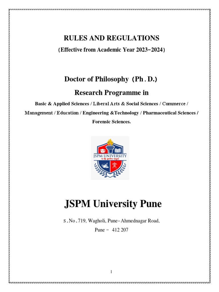 PHD - Rules and Regulations | Download Free PDF | Doctor Of Philosophy | University And College ...