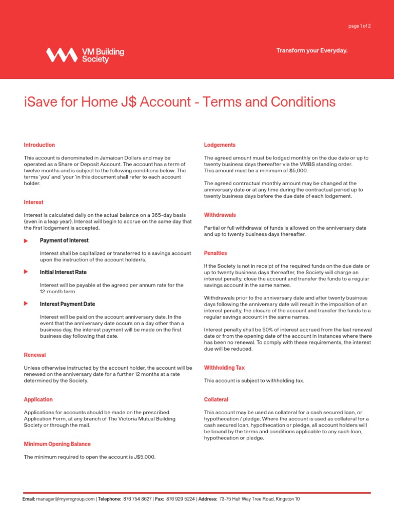 iSave for Home Account Terms | PDF | Credit Card | Interest