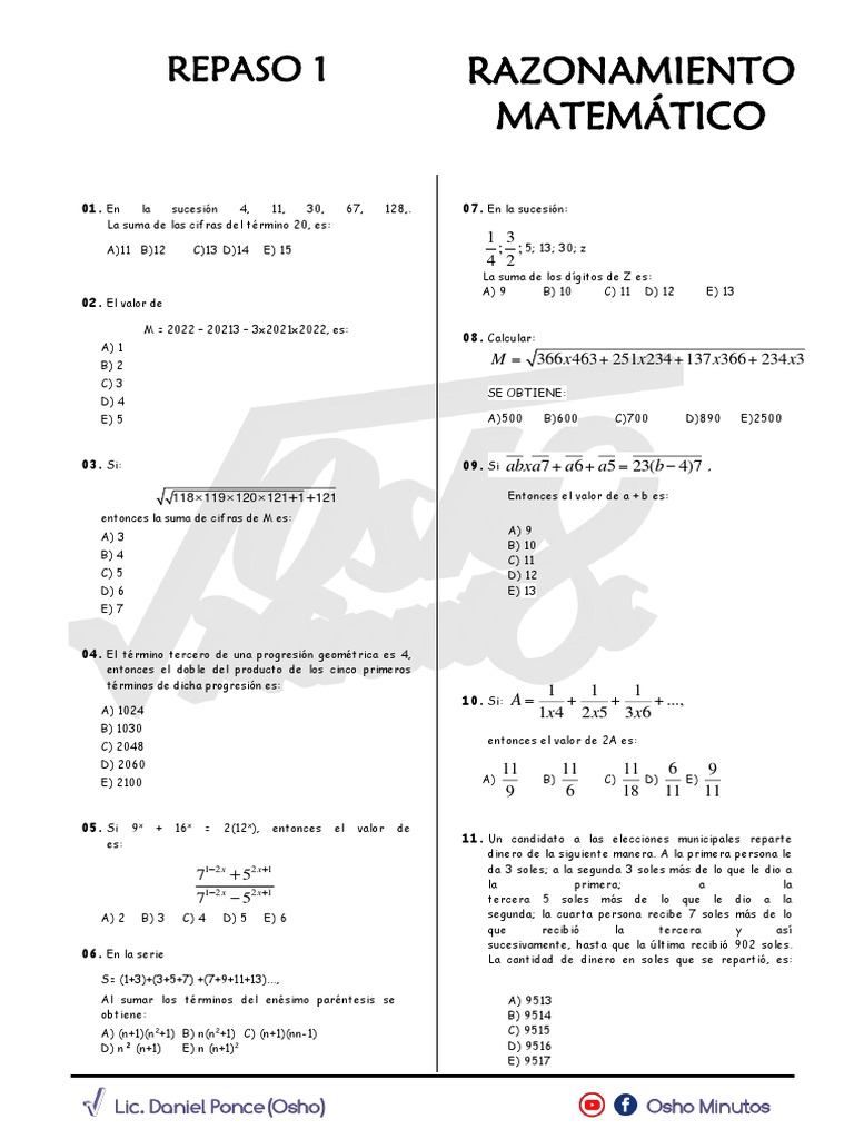 Repaso 1 | PDF | Matemáticas