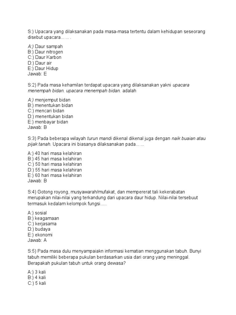 Soal Mulok Kelas Xi Sts | PDF