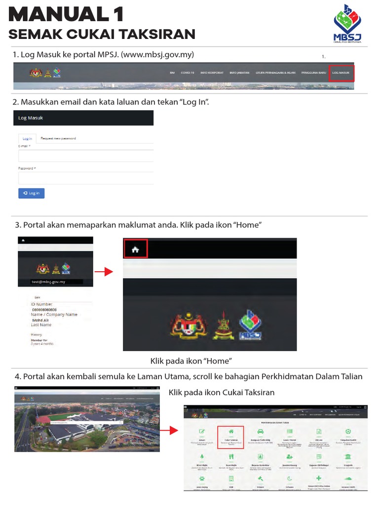 1. Manual Portal MBSJ - Semak Cukai Taksiran (Ezymbsj) | PDF