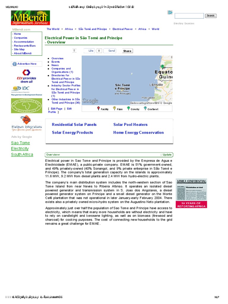 Electrical Power in São Tomé and Príncipe - Overview | PDF | Nature ...