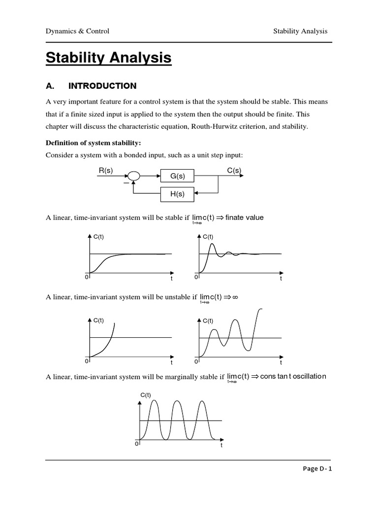 D - Stability Analysis | PDF | Stability Theory | Control Theory D - Stability Analysis | PDF | Stability Theory | Control Theory
