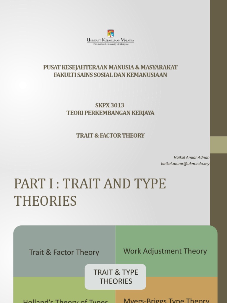 Kuliah 2 - Trait Factor Theory | PDF | Karier & Perkembangan