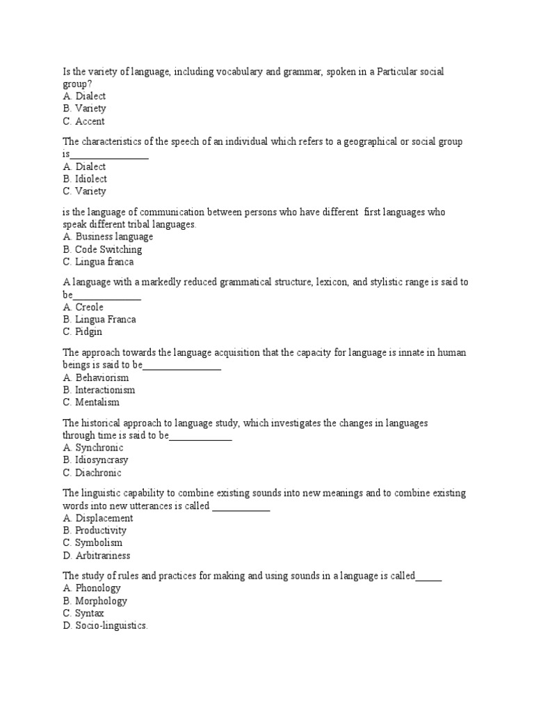 Linguistic Test | Download Free PDF | Linguistics | Sociolinguistics