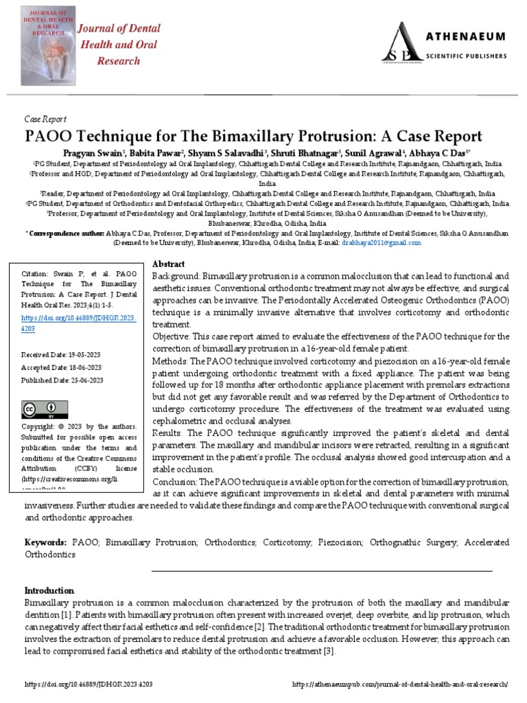 PAOO Technique For The Bimaxillary Protrusion A Case Report | PDF ...