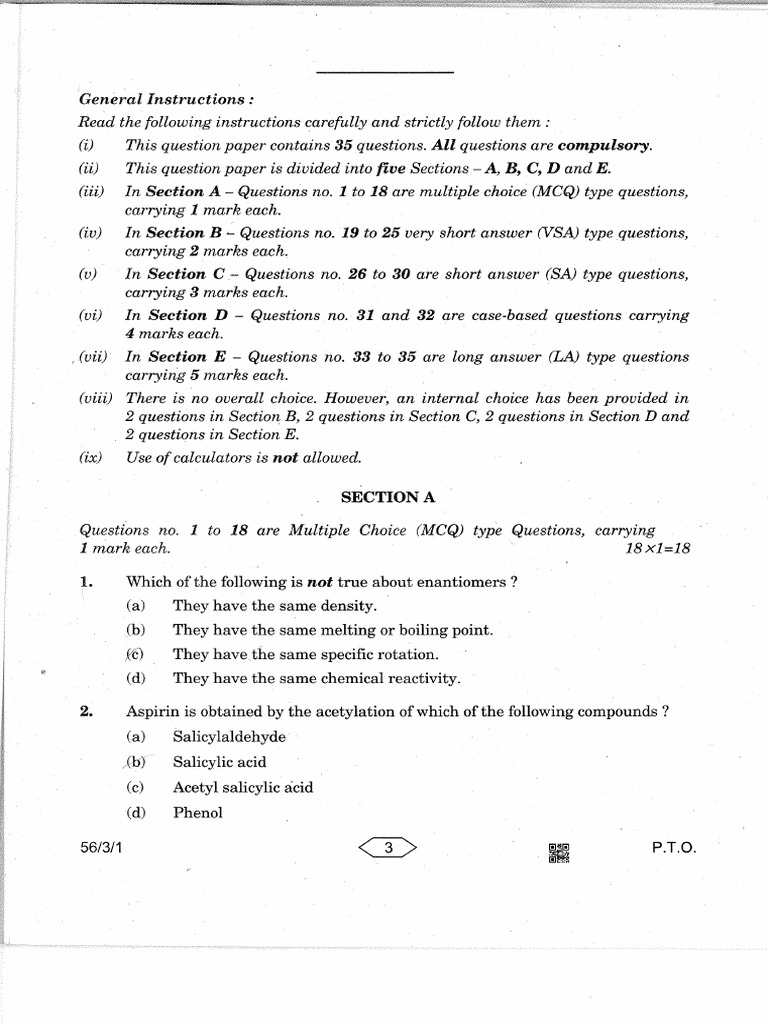 CBSE 12th Question Paper | PDF