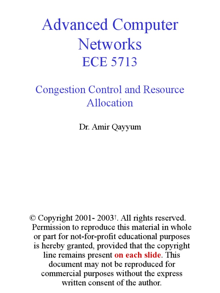 Computer Networks Congestion Control Pdf Network Congestion Transmission Control Protocol