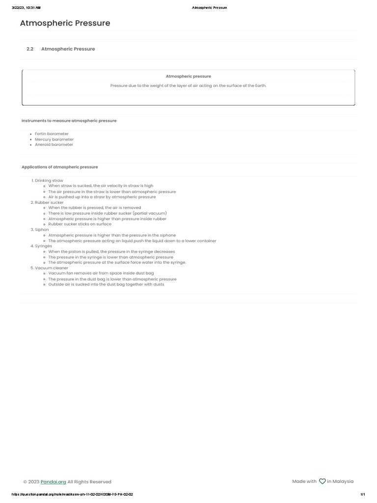 Atmospheric Pressure | PDF | Atmospheric Pressure | Pressure