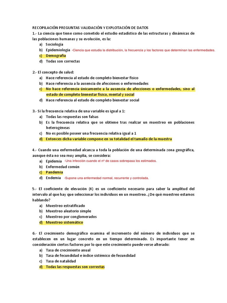 Recopilación Preguntas | PDF | Muestreo (Estadísticas) | Población
