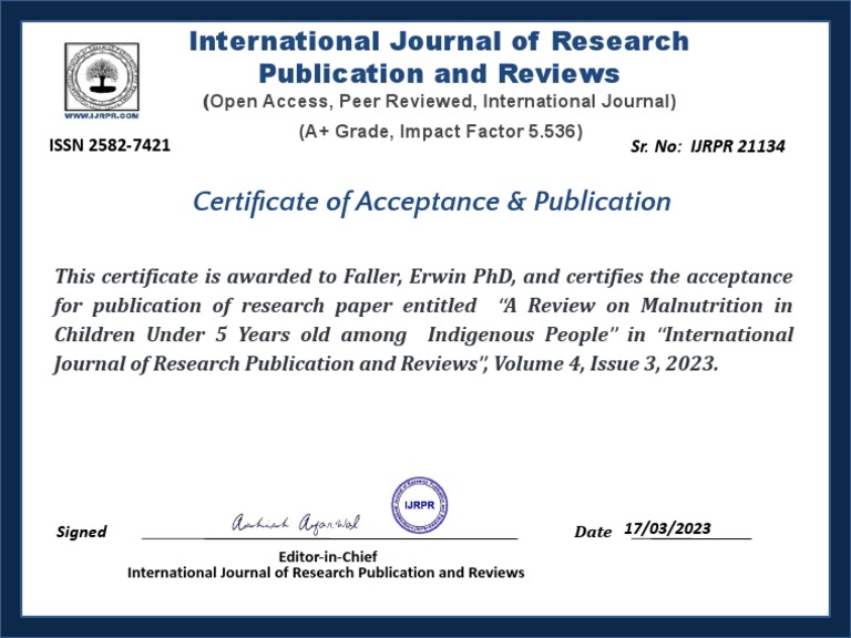 Faller-Erwin-PhD-Certificate-for-Paper-Publication-IJRPR-1 | PDF