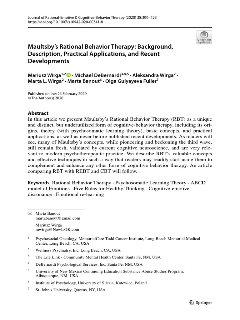 Rational Behavior Therapy | PDF | Psychotherapy | Rational Emotive ...