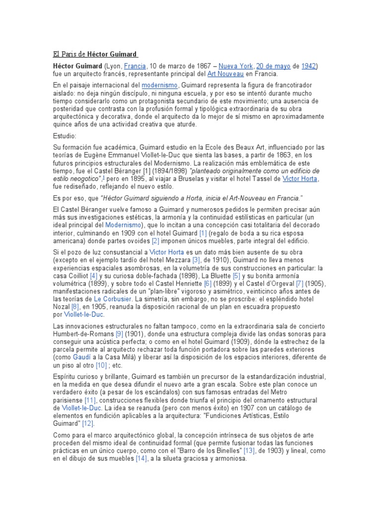 Archivo, El Paris de Héctor Guimard Nancy Exposición 1925 | PDF ...