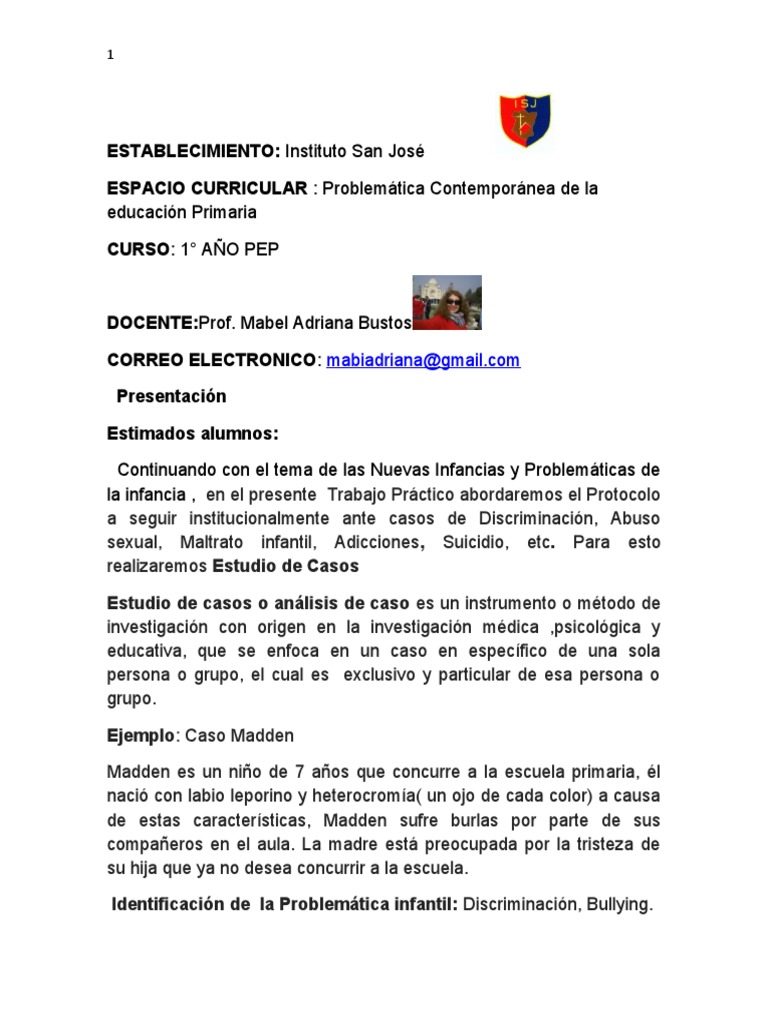 Actividad 4 Primer Año Problemática C. de La Ed. Primaria | PDF | Abuso infantil | Educación ...
