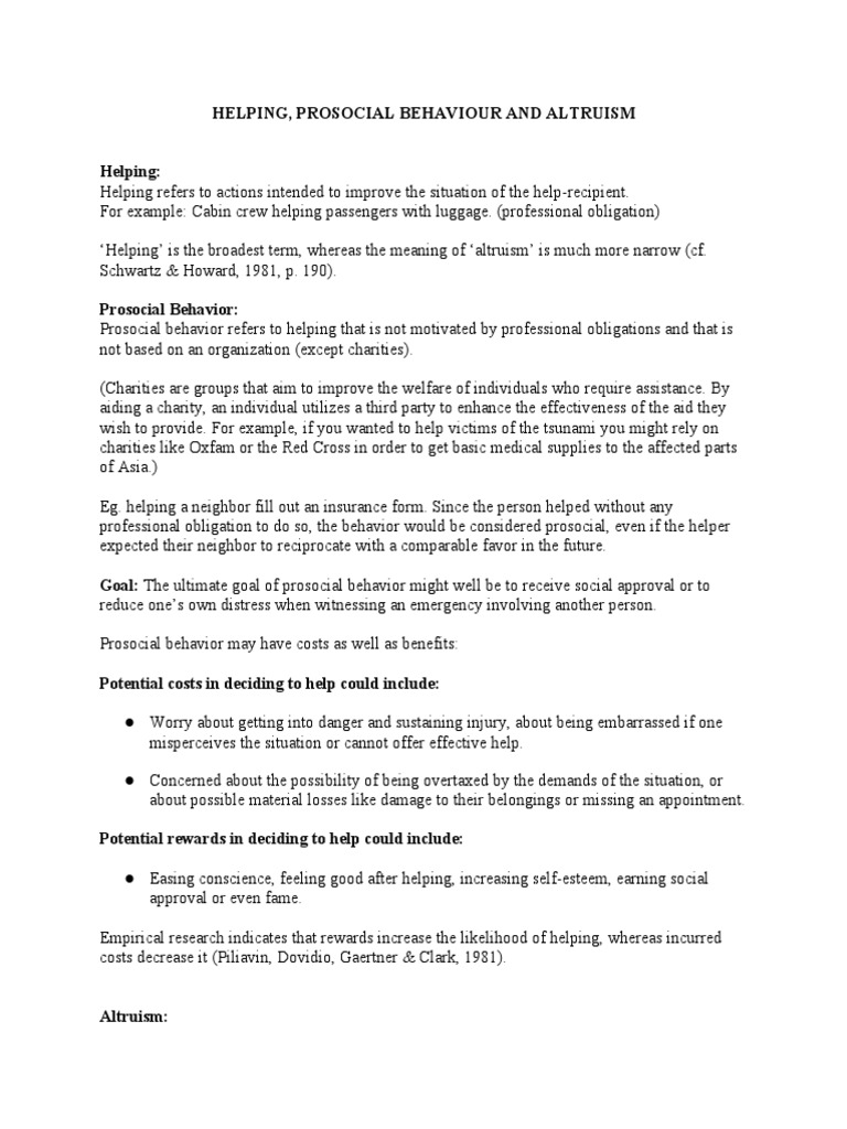 Pro Social Behavior | PDF | Altruism | Psychology