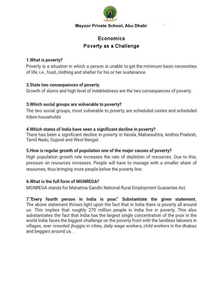 Poverty As A Challenge - Notes | PDF | Poverty | Poverty & Homelessness