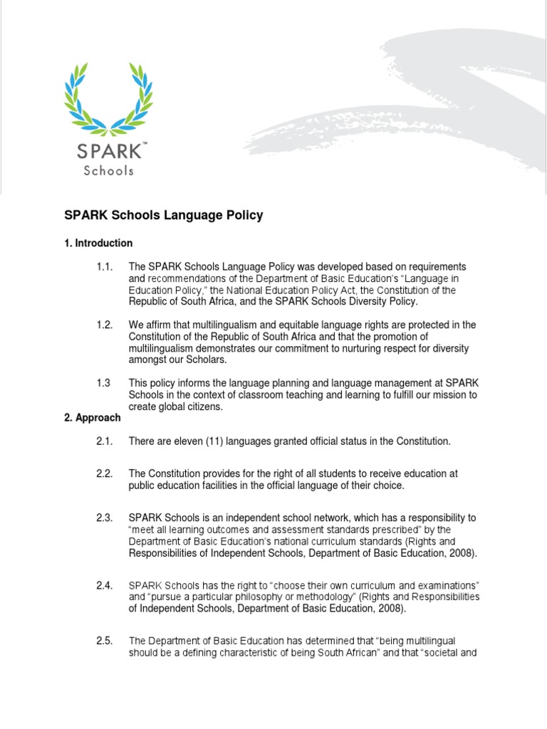 Spark School Language-Policy-18092018 - External-Distribution | PDF ...