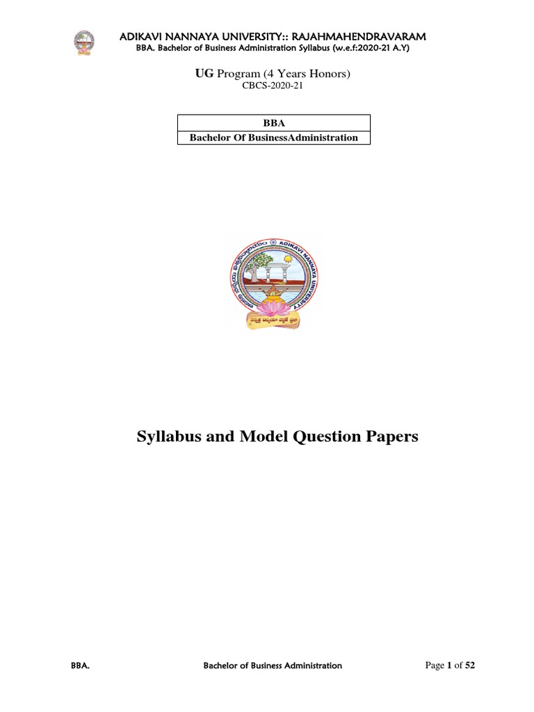 BBA-Bachelor of Business Administration-2020-21 | PDF | Banks | Financial Economics