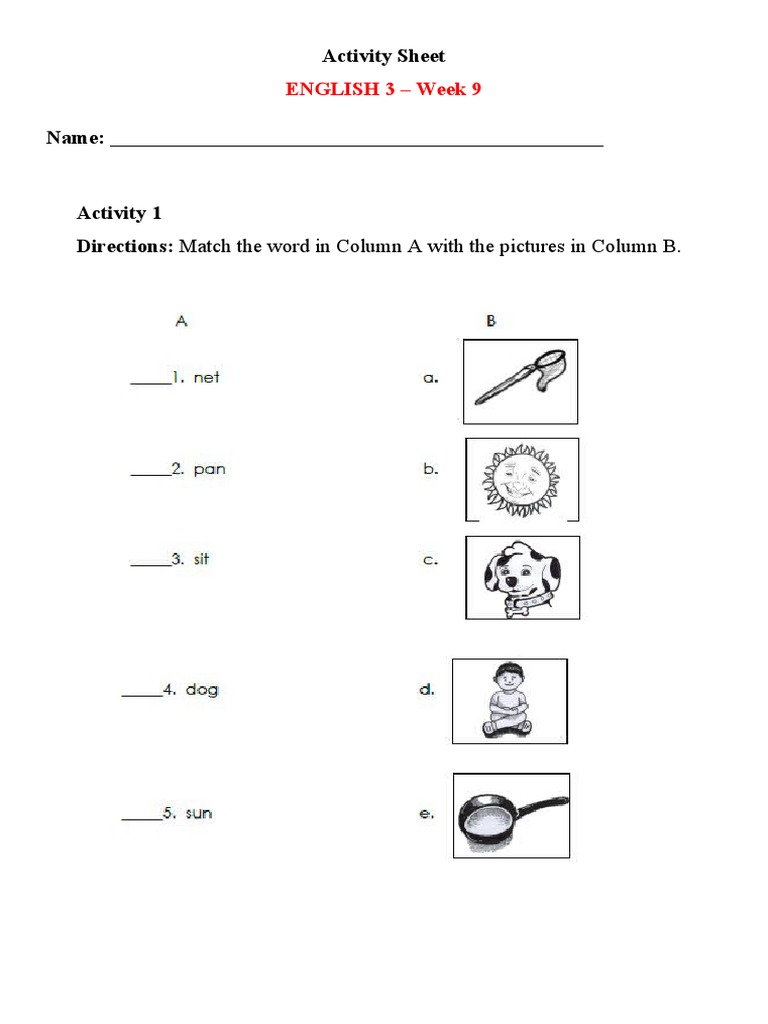 Activity Sheet: ENGLISH 3 - Week 9 | PDF