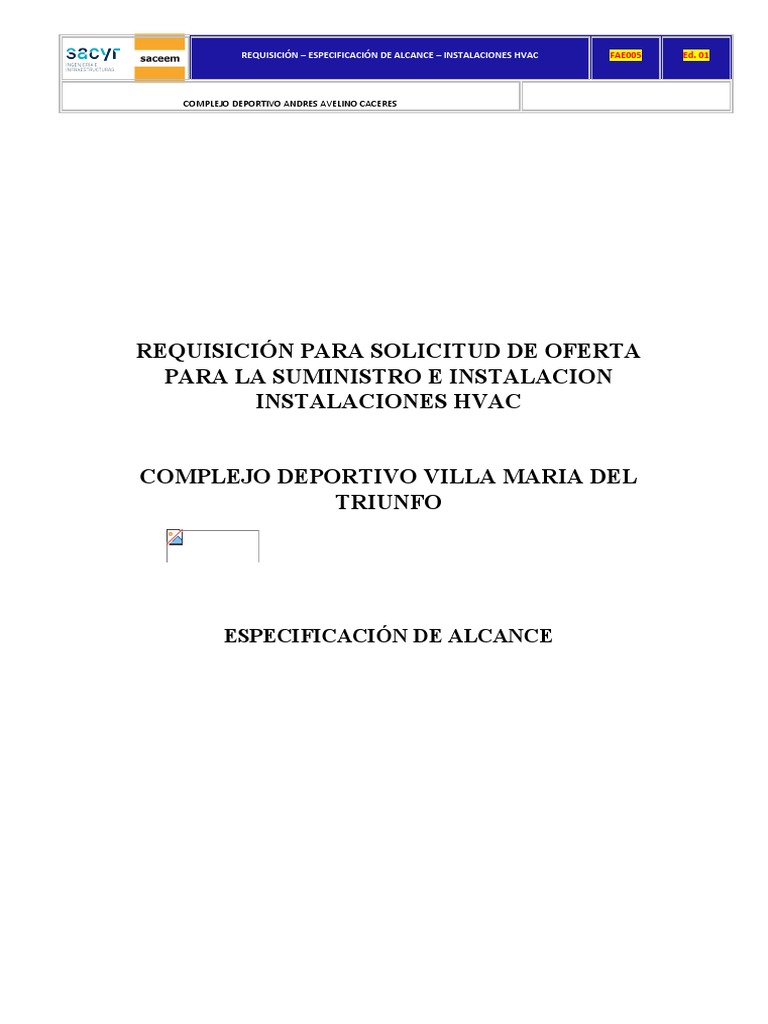 REQUISICIÓN HVAC - Vfin | PDF | Calidad (comercial) | Sistema de manejo ...